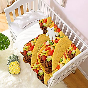 Taco Blanket Throw, Funny Food Blanket Gift for Daughter and Son, Ultra Soft Lightweight Flannel Fleece Micro Blanket for Couch Home Bed Sofa Travel Chairs 30"x40" for Toddler/Little Pets