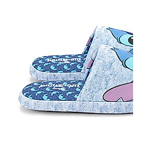 Disney Lilo and Stitch Slippers Womens Ladies Slip On Blue House Loafers 7/8 US