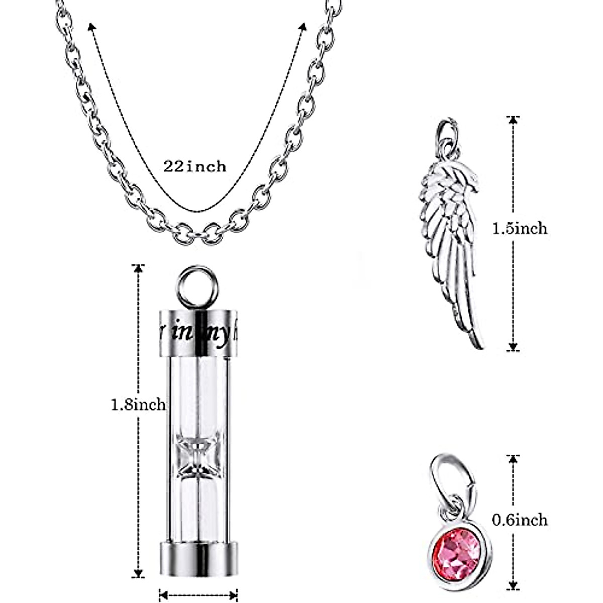 Misooky Urn Necklace for Ashes Keepsake Hourglass Memorial Cremation Jewelry for Human Women Men Ashes(Hourglass-Silver) …