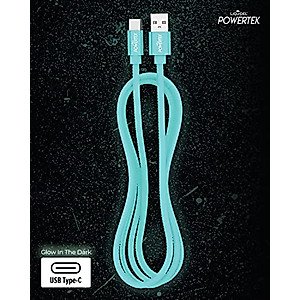 LIQUIPEL USB Type C Cable 5ft, USB A 2.0 to USB-C Fast Charger Extra Long Durable, Glow Cables (Blue)