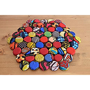 Handcrafted African Trivet made of recycled bottle caps wrap in kitenge material - Handmade in Rwanda - 10 Inches, Multicolored