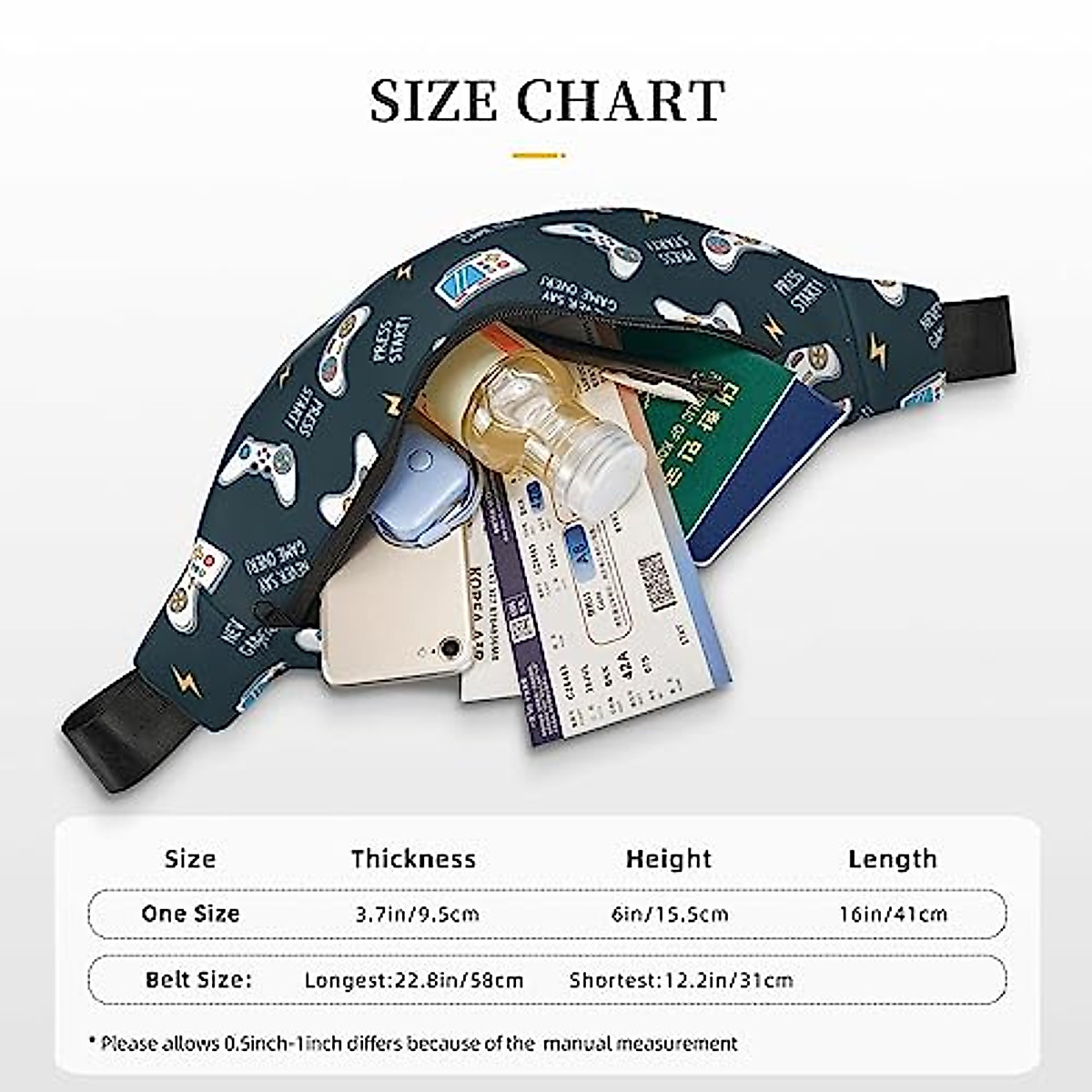 Joystick Gamepad Game Controller Fanny Pack Sling Bag Adjustable Waist Bag Crossbody Sling Backpack For Men Women Travel Hiking Cycling Running