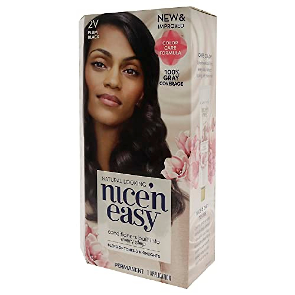 Clairol Nice'n Easy Permanent Hair Dye, 2V Plum Black Hair Color, Pack of 1