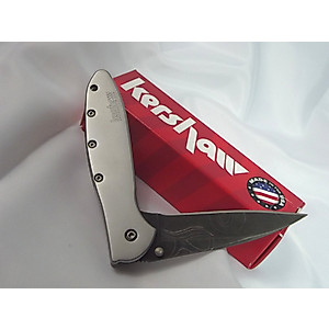 Kershaw Damascus Steel Leek Assisted Opening Stainless Handles