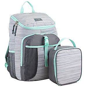 FUEL Top Loader Backpack with Lunch Box Combo – 18” Two Compartment Water Resistant Durable Adjustable Straps with Side Water Bottle Pockets 2 in 1 Set – Slate Grey
