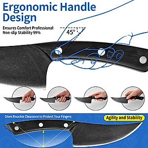 XYJ Portable Chef Knife Set Professional,Japanese Chef Knives With Sheath,Sharpener Rod,Cleaver Boning Knife For Vegetable Meat Cutting Camping Kitchen Knives,Full Tang,Gifts for Mom Dad