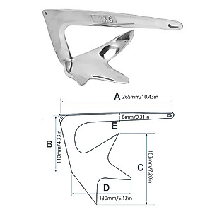 Aramox Boat Anchor, 1kg/2.2lb Claw Boat Anchor Heavy Duty 316 Stainless Steel Anchor Mirror Polish Marine Accessories