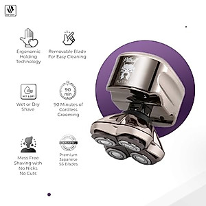 Skull Shaver Pitbull Platinum Pro:Head Shaver for Men - Bald Head Shavers with Wet/Dry Technology, Ergonomic Design, Travel Lock, and Accessories. Perfect Grooming Kit.