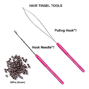 MISSUHUI Hair Tinsel Kit With Tools 48 Inch 1200 Strands Glitter Tinsel Hair Extensions Sparkling Shiny Hair Tinsel Strands Kit Heat Resistant for Women Girls 6Pcs (Silver)