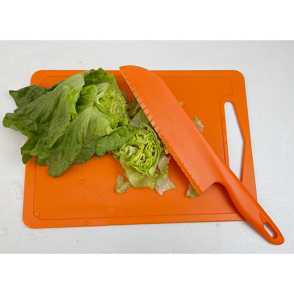 jawbush 11" Plastic Serrated Knives Set to Cut Salad, Bread, Brownies or Lasagna, Professional Large Lettuce Knife to Prevent Browning, Nylon Knife for Nonstick Pans, Durable Chef's Knife, 4 Pcs
