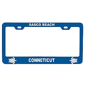 R and R Imports Sasco Beach Conneticut Turtle Design Souvenir Metal License Plate Frame