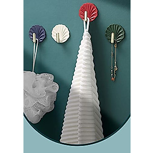 Goenn Bathroom Kitchen Traceless Hole Free Adhesive Hook Light Luxury Wind Shell Hook Strong Adhesive high Load-Bearing Hook Hanging Hook Behind The Door Deepseablue(4sets)