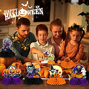 12 Pack Halloween Honeycomb Centerpieces Table Decorations,Pumpkin Ghost Witch Cat Tombstone and More Halloween Elements for Halloween Party Favors Supplies,Cute Party Home Room Table Desk Decor