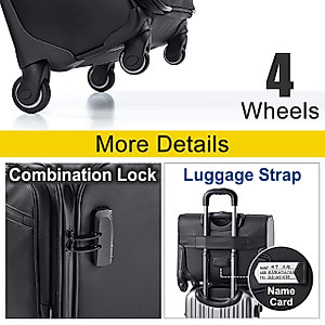 SANWA Rolling Laptop Bag with Lock, 22L Cabin Size, Water Resistant, Overnight Computer Briefcase on Wheels, Business & Travel &Carry On Luggage Bag with Telescoping Handle, 14-inch PC, for Men Women