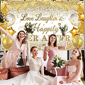 White Gold Bridal Shower Decorations Love Laughter and Happily Ever After Banner Backdrop Wedding Shower Banner Happily Ever After Decorations White Gold Wedding Bridal Engagement Party Decorations