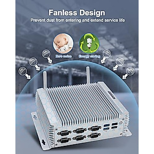 BASOARO Industrial Mini PC Windows 10, Fanless Desktop PC, Core i7 4500U, 8GB RAM 256GB SSD, 2 Gigabit Ethernet, HD, VGA, RS232/RS485 COM Port, 4 USB3.0, 4 USB2.0, WiFi, BT