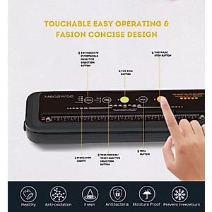 2023 Model B Megawise Powerful & Compact Vacuum Sealer Machine One-Touch Automatic Food Sealer 4 Food Types (Cold Wet Moist Dry) & 3 Bag types (Thick Medium Thin）OMNI MACHINE (Black)