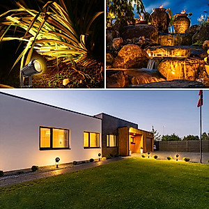 iCreating Low Voltage Landscape Lights - LED Outdoor Landscape Lighting 12 Volt Warm White Landscape Spotlight Waterproof Landscape Spot Lights 12V for Path Driveway Garden Lawn Lighting (4Pack)