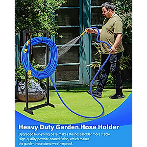 SNOGSWOG Garden Hose Holder, Freestanding Hose Stand Holds 3/4 inch x 125 FT, Heavy Duty Hose Hanger, Detachable Metal Hose Reel for Outside Yard Lawn, Black