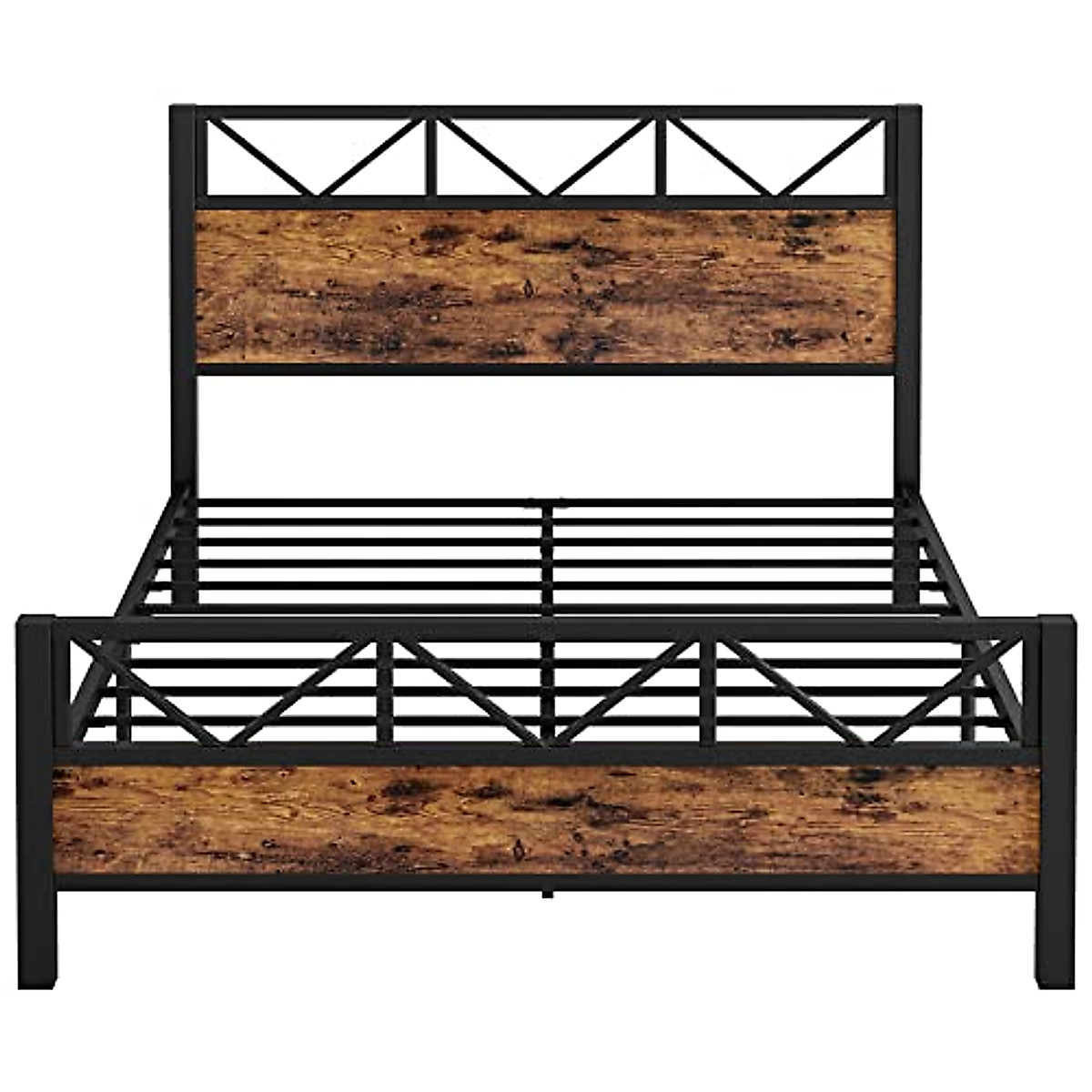 LIKIMIO Full Size Bed Frame, Tall Industrial Headboard 51.2", Platform Bed Frame Full with Strong Metal Support, Solid and Stable, Noise Free, No Box Spring Needed, Easy Assembly