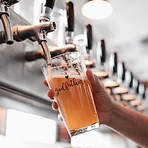 DAZLUTE Godparents Proposal Gift, Godfather Beer Glass Godmother Stemless Wine Glass for Godmother Godfather Mothers Day Fathers Day Christmas Birthday, Baptism Gift for Godparents from Godchild, 17oz