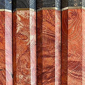 Generic Japanese Kitchen Knife Handle, Octagon, Stabilized Wood, Finished Scales, WA Unique Wooden Kyoto Sunset (Large), Orange