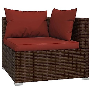 WHOPBXGAD 9 Piece Patio Lounge Set Rattan Chair,Gardens Patio Furniture,Oak Patio Furniture Set,Sui for Gardens, lawns, terraces, poolsides, patios,with s Poly Rattan Brown