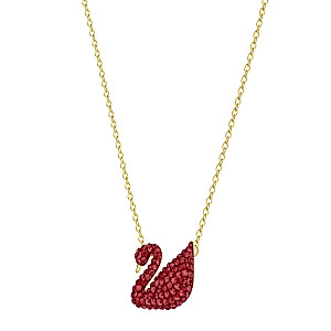 SWAROVSKI Women's Iconic Swan Pendant, Red, Gold-Tone Plated