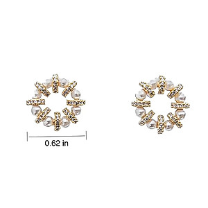 Millet Beads Microinlaid Zircon Pearl Earrings, 925 Tremella Needle, 18K Gold Plated