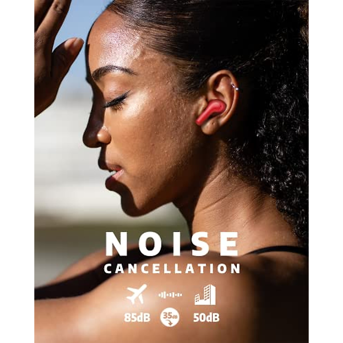 AIHOOR A4 Hybrid Active Noise Cancelling Wireless Earbuds for iPhone & Android, Cordless Charging, 6 Mic Clear Phone Call, Bluetooth 5.1 in Ear Headphones with Deep Bass, Waterproof, Anti-scratch Case