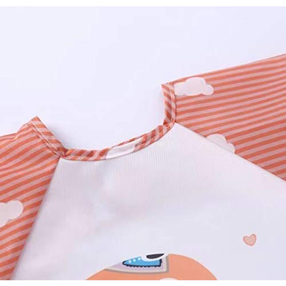 PandaEar (3 Pack Short Sleeve Lower Pocket Waterproof Bibs|Baby Infant Toddler 12-48 Months (Multi-Color 1)