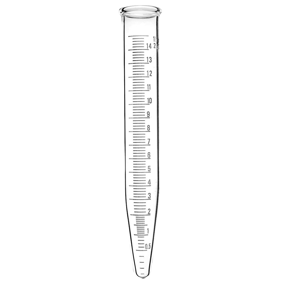 Graduated Centrifuge Tube, 15ml - Borosilicate 3.3 Glass, Conical Shape - 0.2ml White Graduations - Eisco Labs