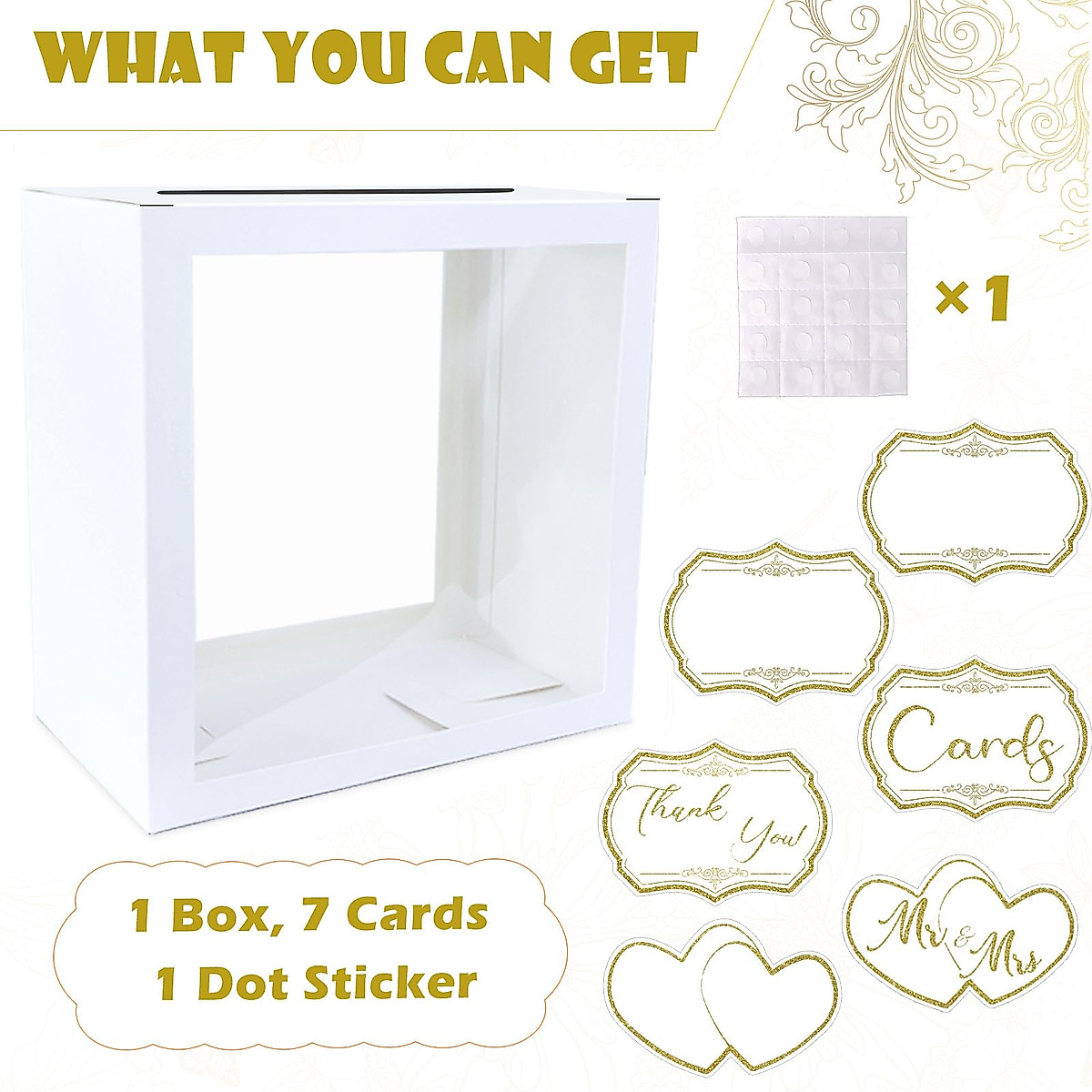 FALIZIFU White Card Box, Gift Card Box Holder Clear Card Box for Wedding Receptions, Retirements, Birthdays Party, Bridal & Baby Showers, Anniversaries