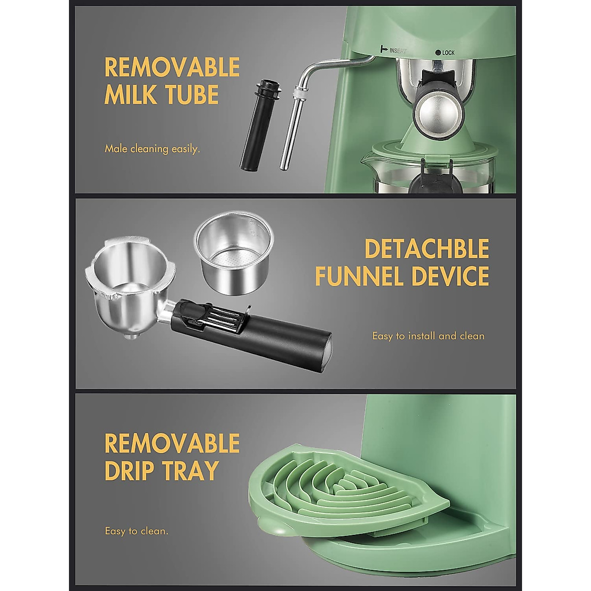 Yabano Espresso Machine, 3.5Bar Espresso Coffee Maker, Espresso and Cappuccino Machine with Milk Frother, Espresso Maker with Steamer