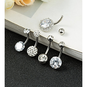 REVOLIA 14G Stainless Steel Belly Button Rings for Women Navel Rings CZ Body Piercing