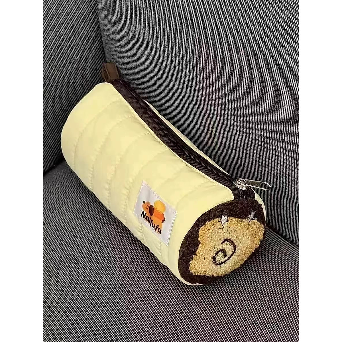 XZR Cute Pen Bag Case Box Stocking Stuffers Cute Creative Cream Roll Cartoon Large Capacity Pink Cat/Yellow Dog Zipper Makeup Organizer Storage Bag Box Nice Gift (Yellow&Dog)