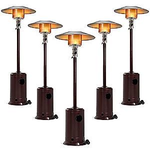 PIONOUS Powerful 41,000 BTU Patio Heater Tall Standing Hammered Finish Garden Outdoor Heater Propane Standing - 5 Set, Bronze