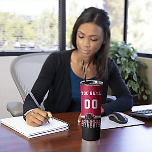 20oz Football City Customs stainless steel Insulated tumbler with Lid and Straws, Personalized football gifts for fans, Travel Cup Adds Your Name and Number