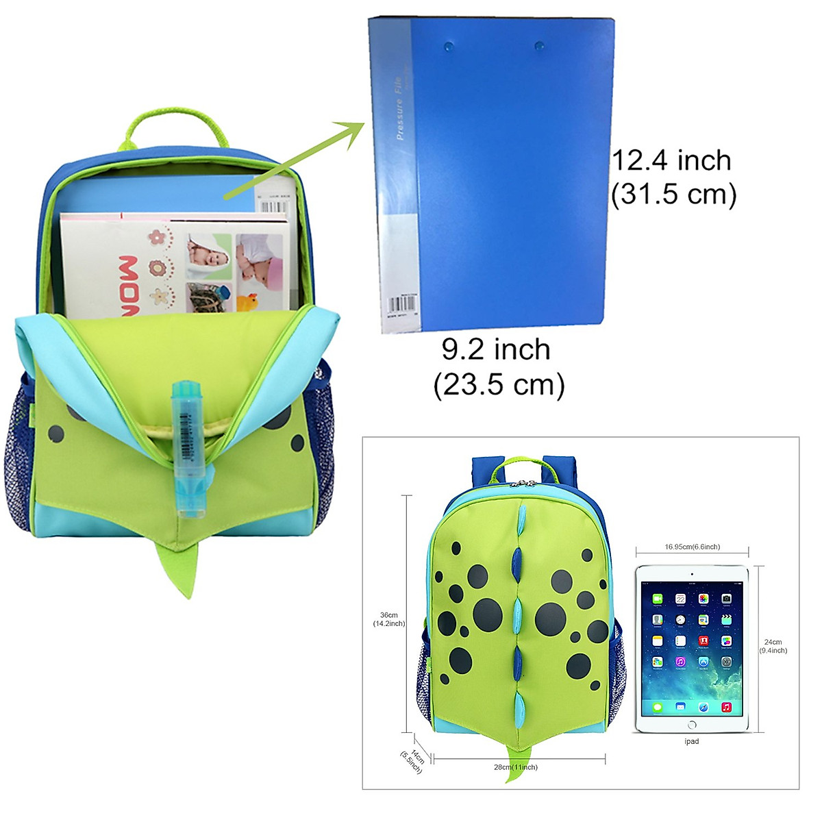 Yodo Little Kids School Bag Pre-K Toddler Backpack - Reflective Fins, Name Tag and Chest Strap, Shark