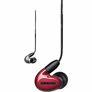 Shure AONIC 5 True Wireless Earbuds Bundle with SE535 Sound Isolating Earphones + RMCE-TW2 Bluetooth Adapter, Hi-Def Sound + Natural Bass, Three Drivers, Secure In-Ear Fit, Durable Quality - Red