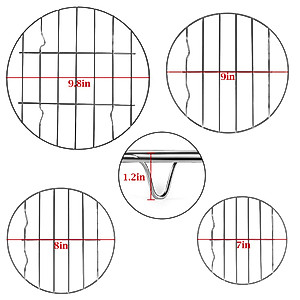 Picowe 4Pack 7, 8, 9, 10inch Cooling Racks Steamer Rack Steaming Baking Rack Set Stainless Steel Round Rack for Baking Canning Cooking Steaming Lifting Food in Pots Fits Air Fryer Pressure Cooker