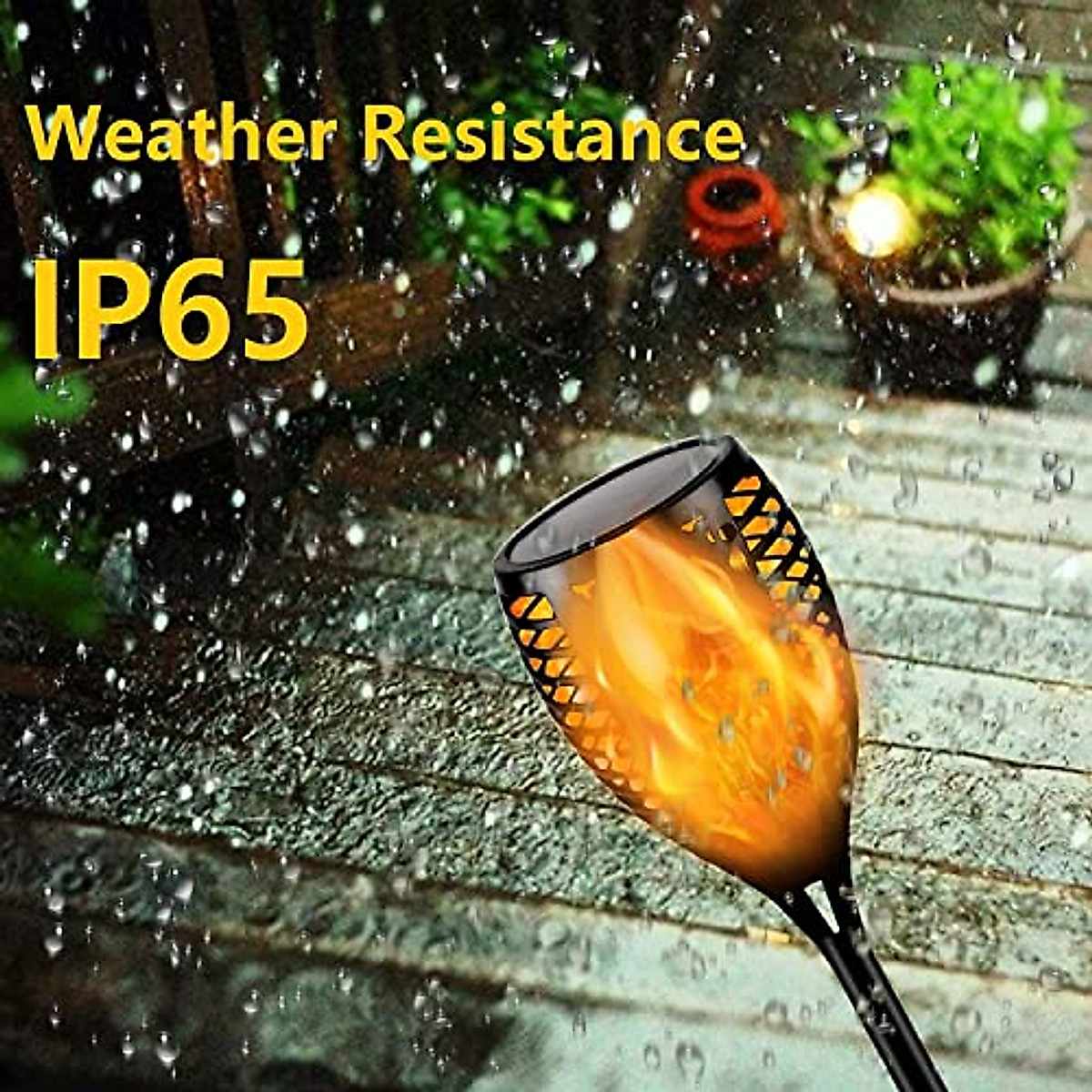 QINOL 4-Pack Solar Lights Outdoor (Higher & Larger Size) Solar Torches with Flickering Flame Waterproof Landscape Solar Torch Lights for Pathway Garden Yard- Dusk to Dawn Auto On/Off