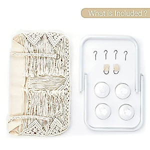 Dahey Macrame Cat Window Perch Boho Cat Hammock Wall Mounted Pet Resting Seat Bed for Indoor Cats Safety Space Saving Kitty Swing Shelf with Tassel Holds up to 45 lbs with Screw Suction Cups, Gift