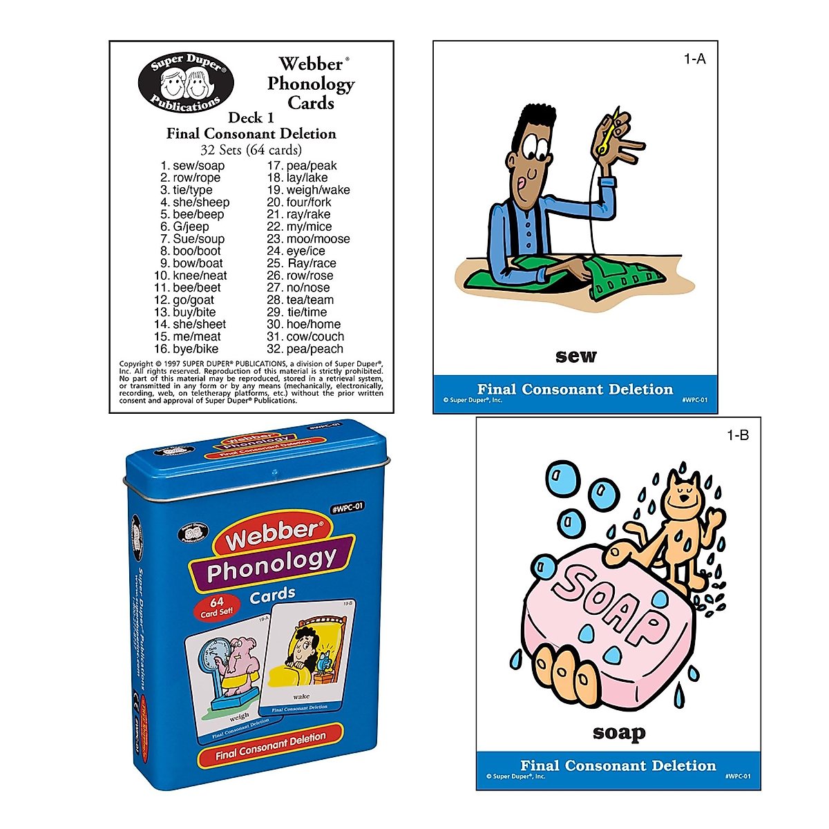 Super Duper Publications | Webber® Illustrated Phonology Eight Fun Decks Bundle | Communication and Language Processing Skills Flash Cards | Educational Learning Resource for Children