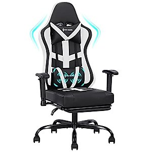 Gaming Chair Massage with Footrest Gamer Chair Ergonomic Gaming Chair for Adults Video Game Chair with Headrest and Massage Lumbar Support Gaming Chair Adjustable Swivel