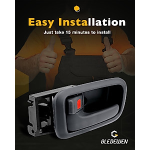 Gledewen Interior Door Handle with Bezel, Compatible with 2000-2006 Toyota Tundra, Gray, Front Inside Left Driver Side | 692060C010B1,TO1352187,69278-0C010-B0 Inner Handle Door Part