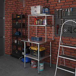 Amgood Stainless Steel Work Table Double Tier Overshelf | Metal Kitchen Prep Table & Shelving Combo (30" x 30" Work Table + 18" Overshelf)