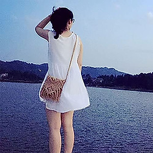 Monique Women Retro Fringed Cotton Crochet Cross-body Bag Small Messenger Bag Bohemian Summer Beach Tassel Shoulder Bag Purse Brown