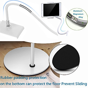 Gooseneck Tablet Stand Cell Phone Stand with Stable Base Adjustable 360 Degree Rotating Floor Stand for iPad Within 4-12.9 inches