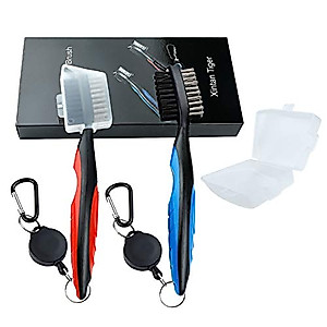Xintan Tiger Pack of 2 Golf Club Brush Groove Cleaner with Retractable Zip-line and Aluminum Carabiner Cleaning Tools